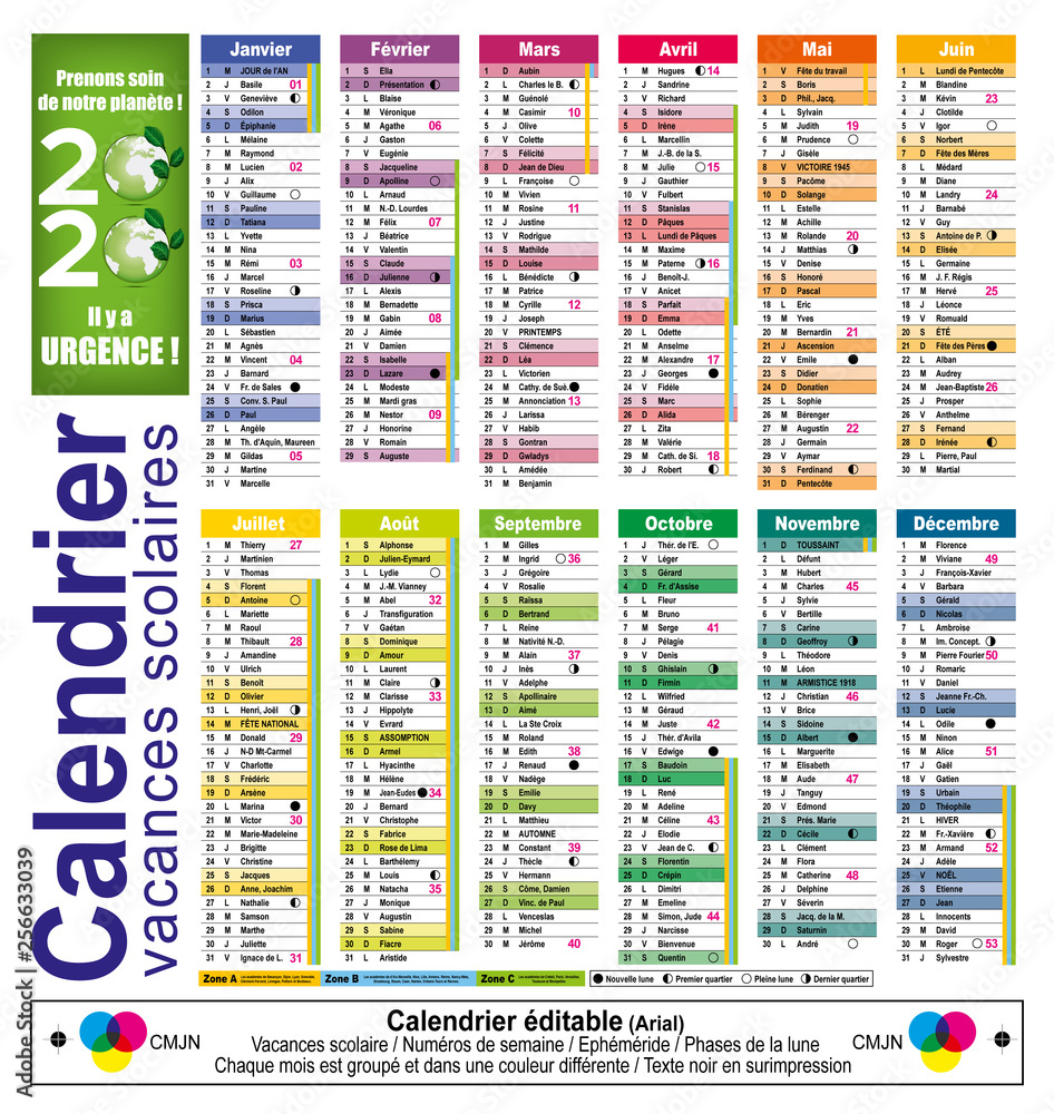 Vecteur Stock Calendrier 2020 éditable - 06 | Adobe Stock