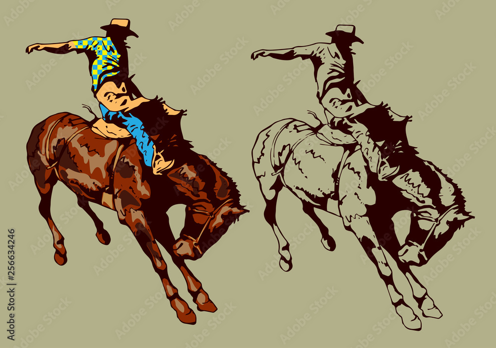 Cowboy Riding A Mustang