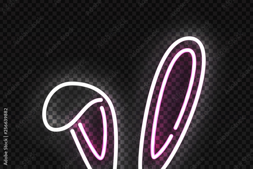 Vector realistic isolated neon sign of Bunny Ears logo for template ...