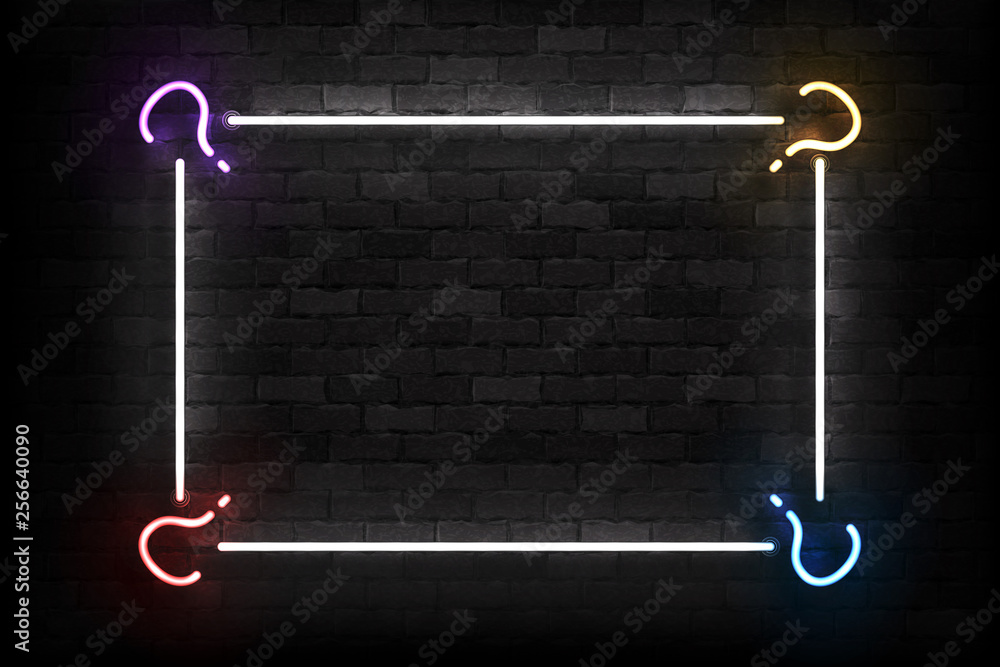 Vector realistic isolated neon sign of Quiz frame logo for template ...