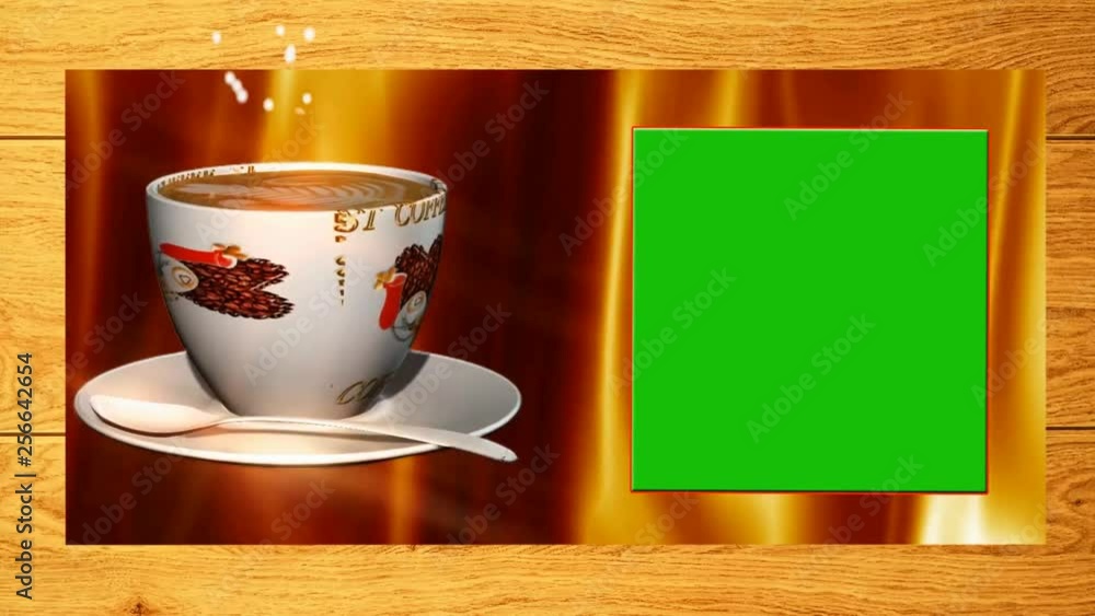 01 animated template advert for coffee shop with a green screen Stock ...