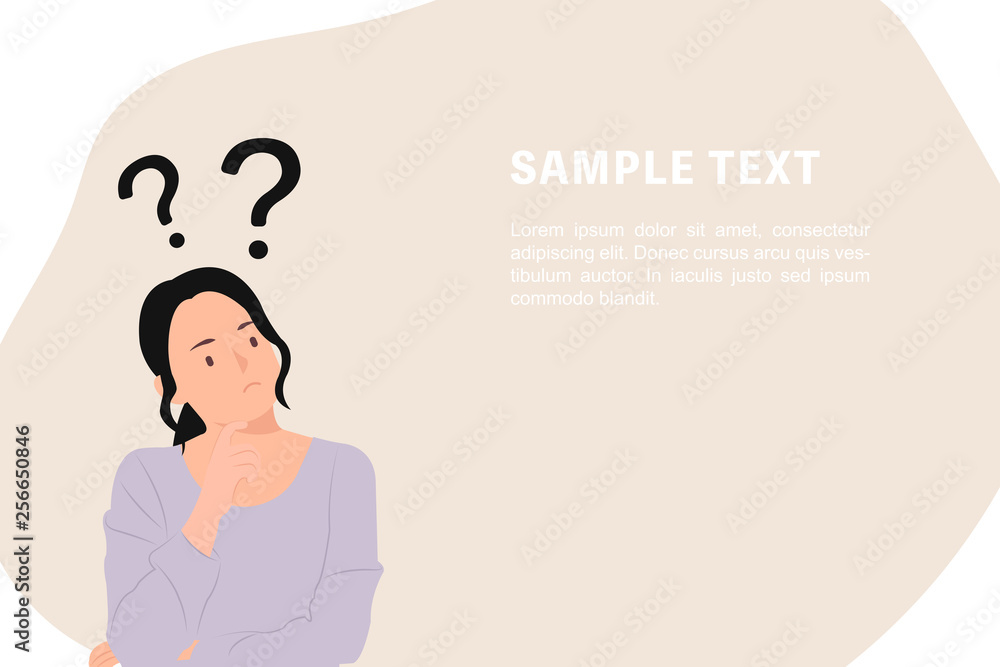 Cartoon people character design banner template question marks with ...