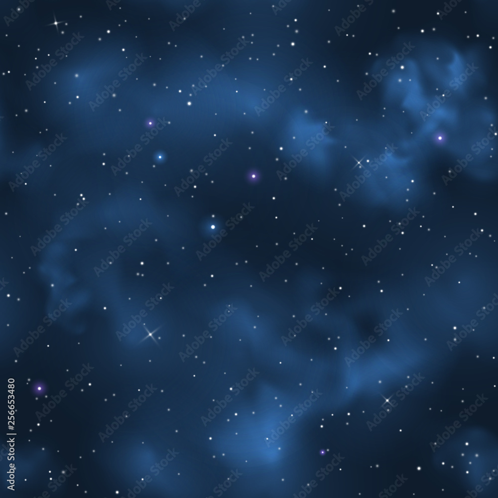 Vector beautiful dark blue starry sky seamless pattern or background ...