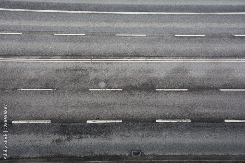 road with asphalt pavement and markings, top view Stock Photo | Adobe Stock