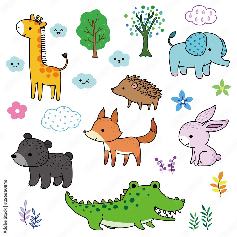 Cartoon cute little animal Stock Vector | Adobe Stock