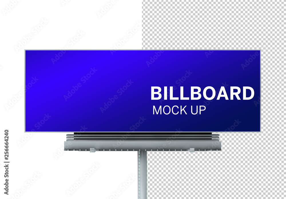 Front View Billboard Mockup on White Stock Template | Adobe Stock