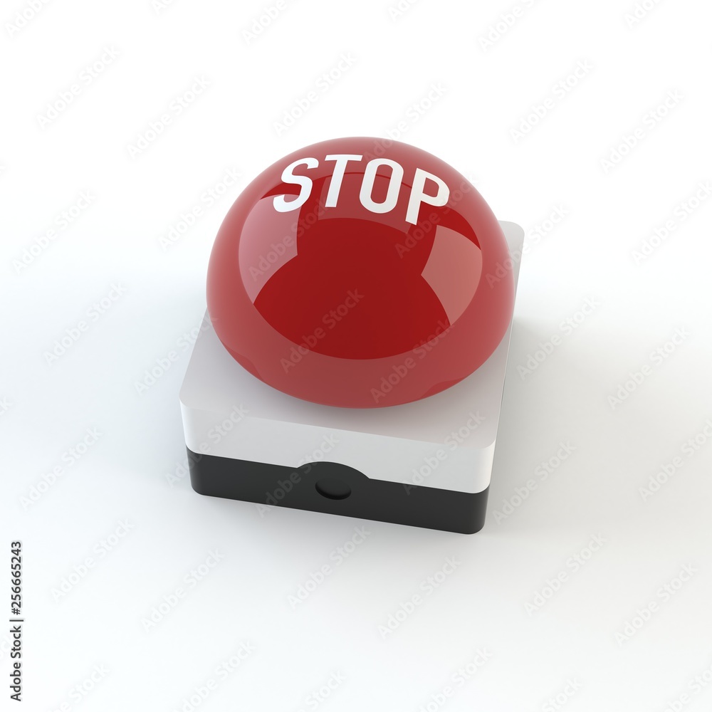 Red Buzzer isolated on white background with stop text Stock ...