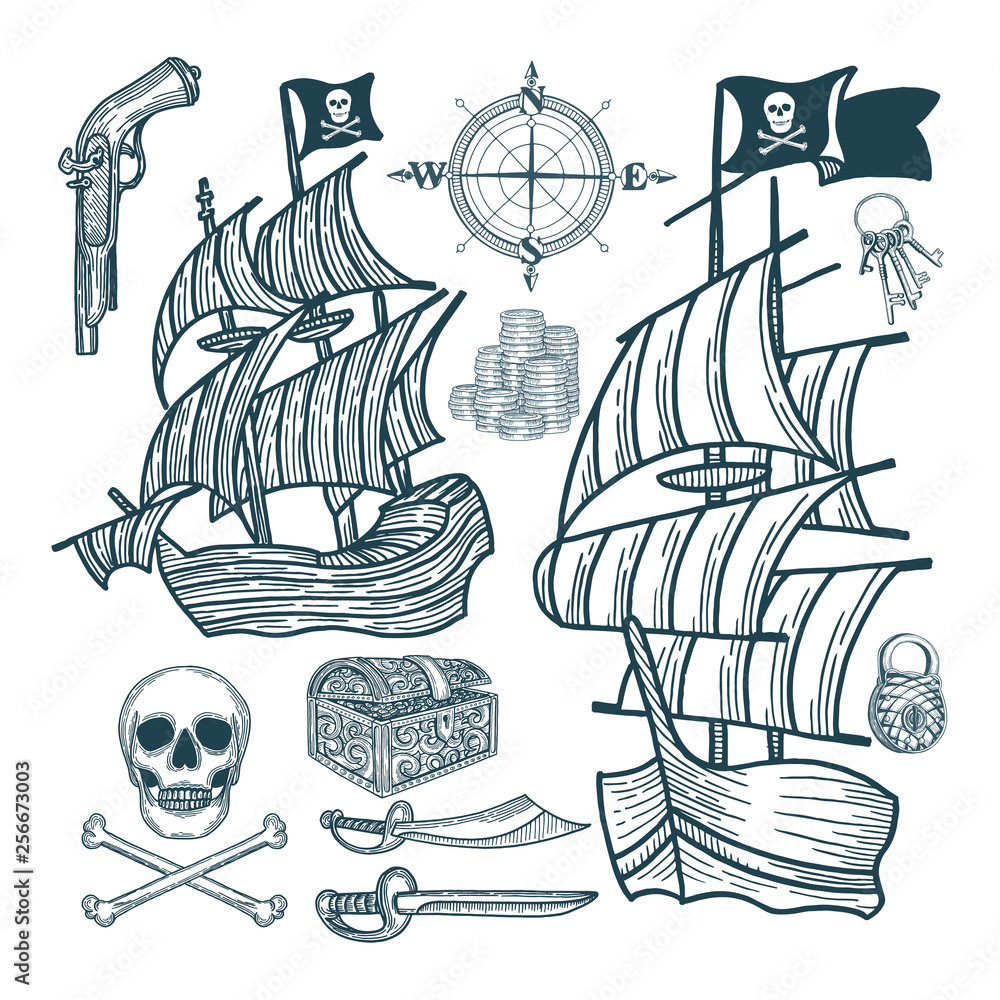 Vintage Pirate Drawing