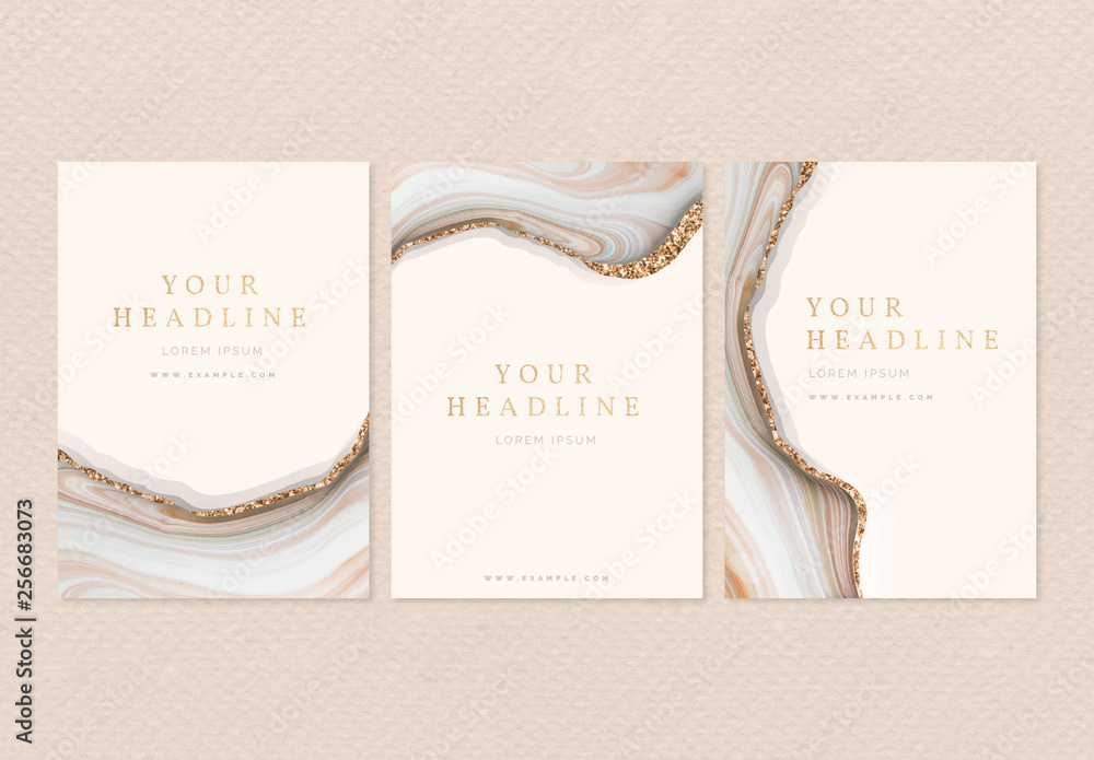 Poster Layouts with Gold Accents and Stone Imagery Stock Template ...