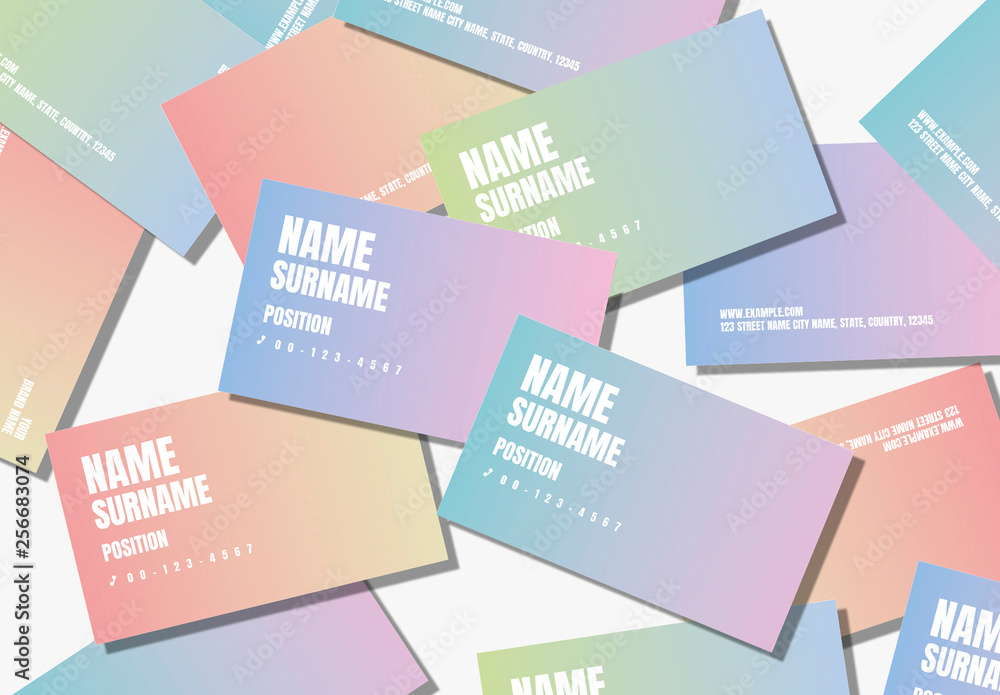 Gradient Typographic Business Card Layouts Stock Template | Adobe Stock