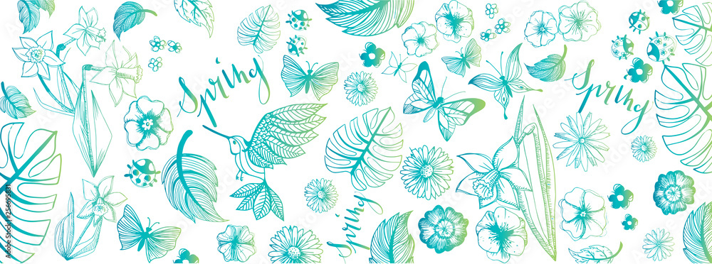 Spring illustrations banner Stock Vector | Adobe Stock