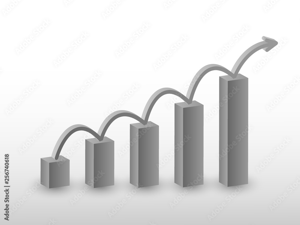 Sales growth trend using bar chart for successful company vector ...