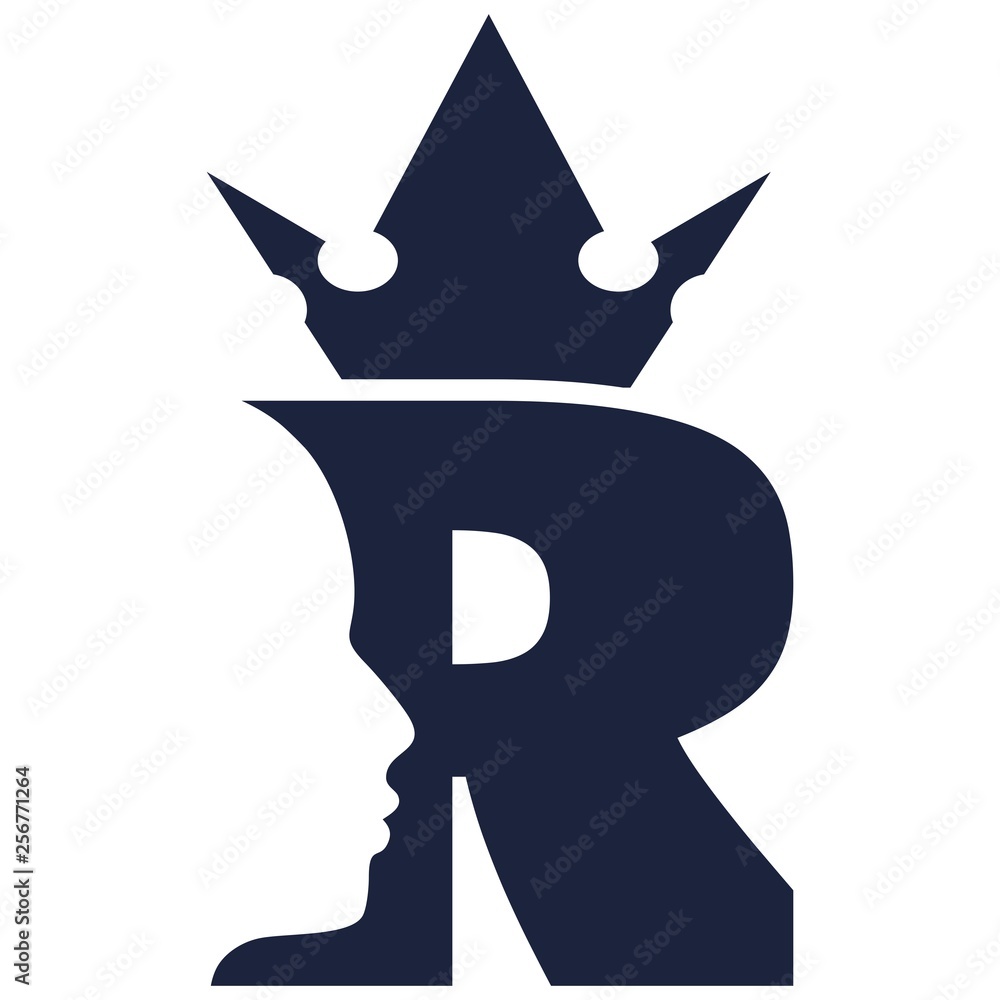 Royal luxury emblem with R letter silhouette. Prince head silhouette ...
