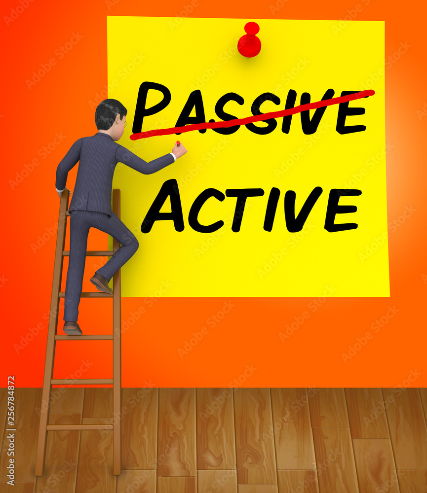 Active Vs Passive Note Shows Positive Attitude 3d Illustration Stock ...
