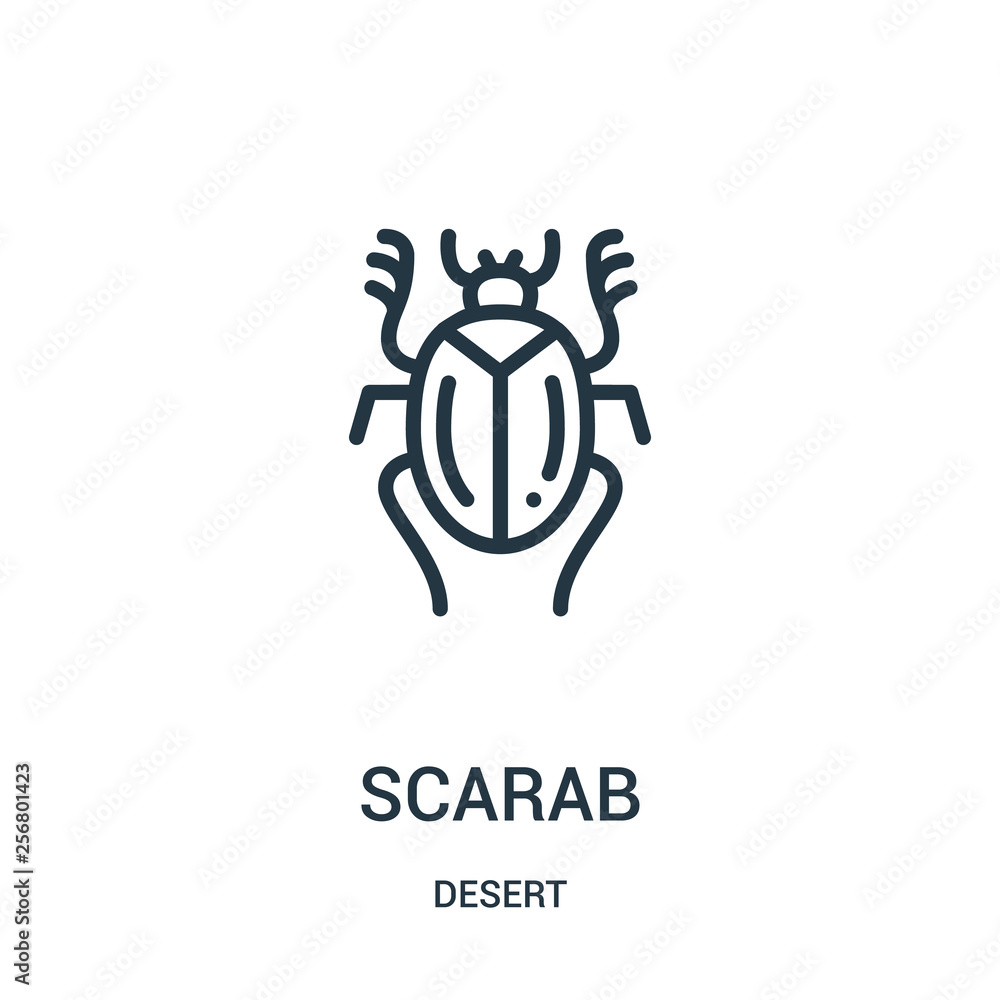 scarab icon vector from desert collection. Thin line scarab outline ...