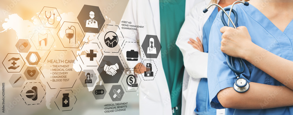 Health Insurance Concept - Doctor in hospital with health insurance ...