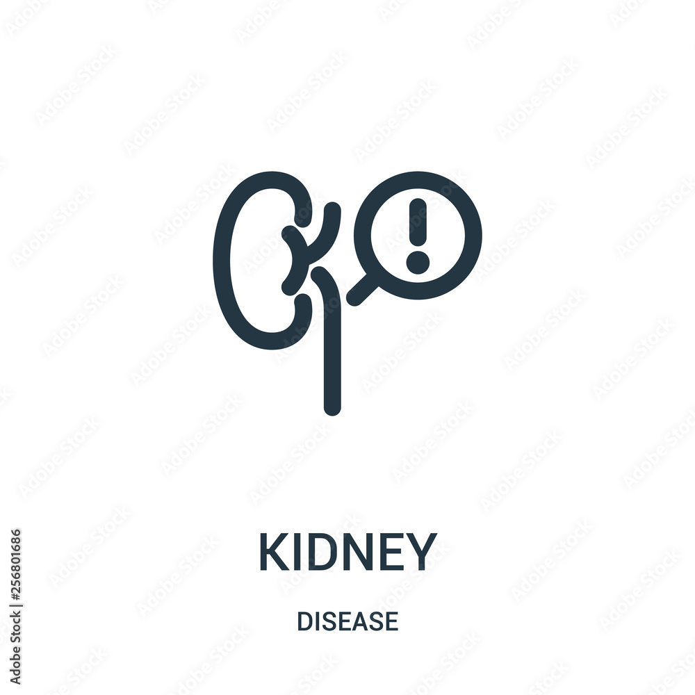 kidney icon vector from disease collection. Thin line kidney outline ...