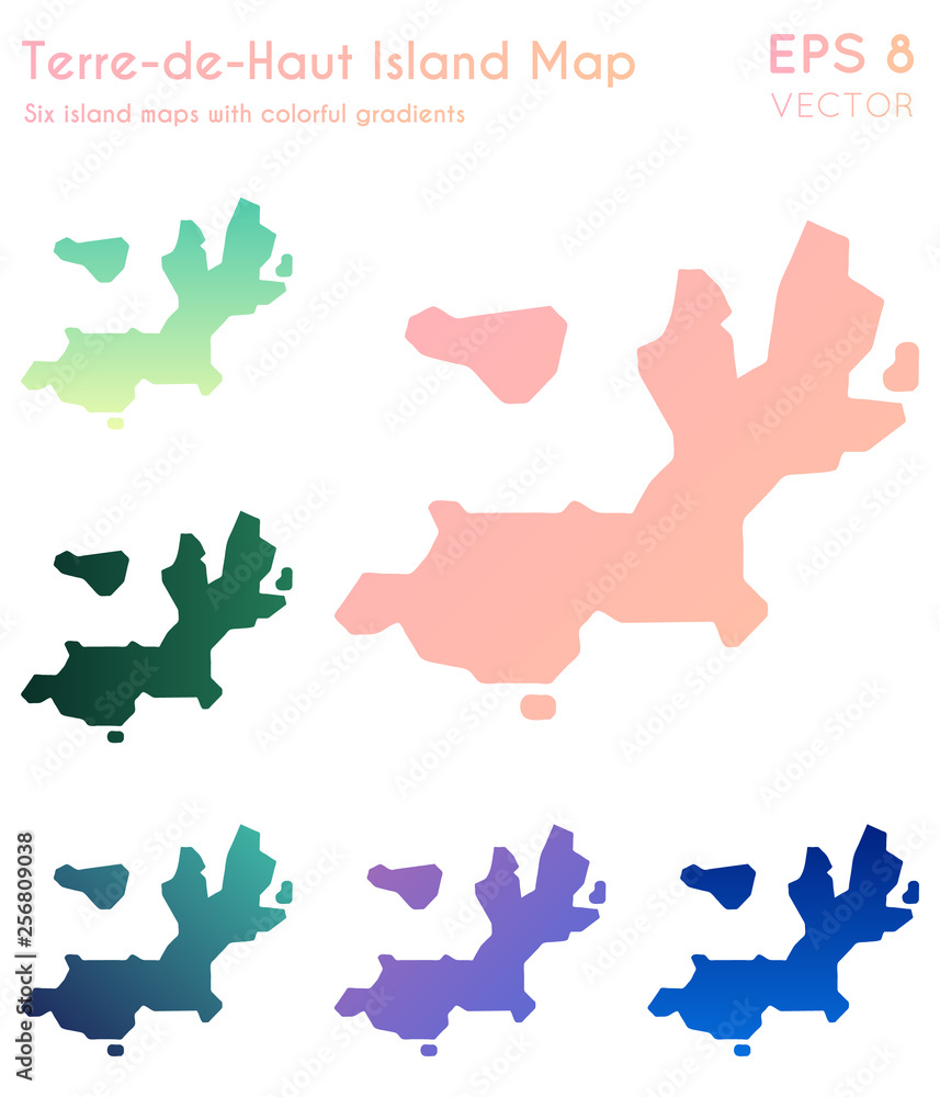 Map of Terre-de-Haut Island with beautiful gradients. Awesome set of Terre-de-Haut Island maps ...