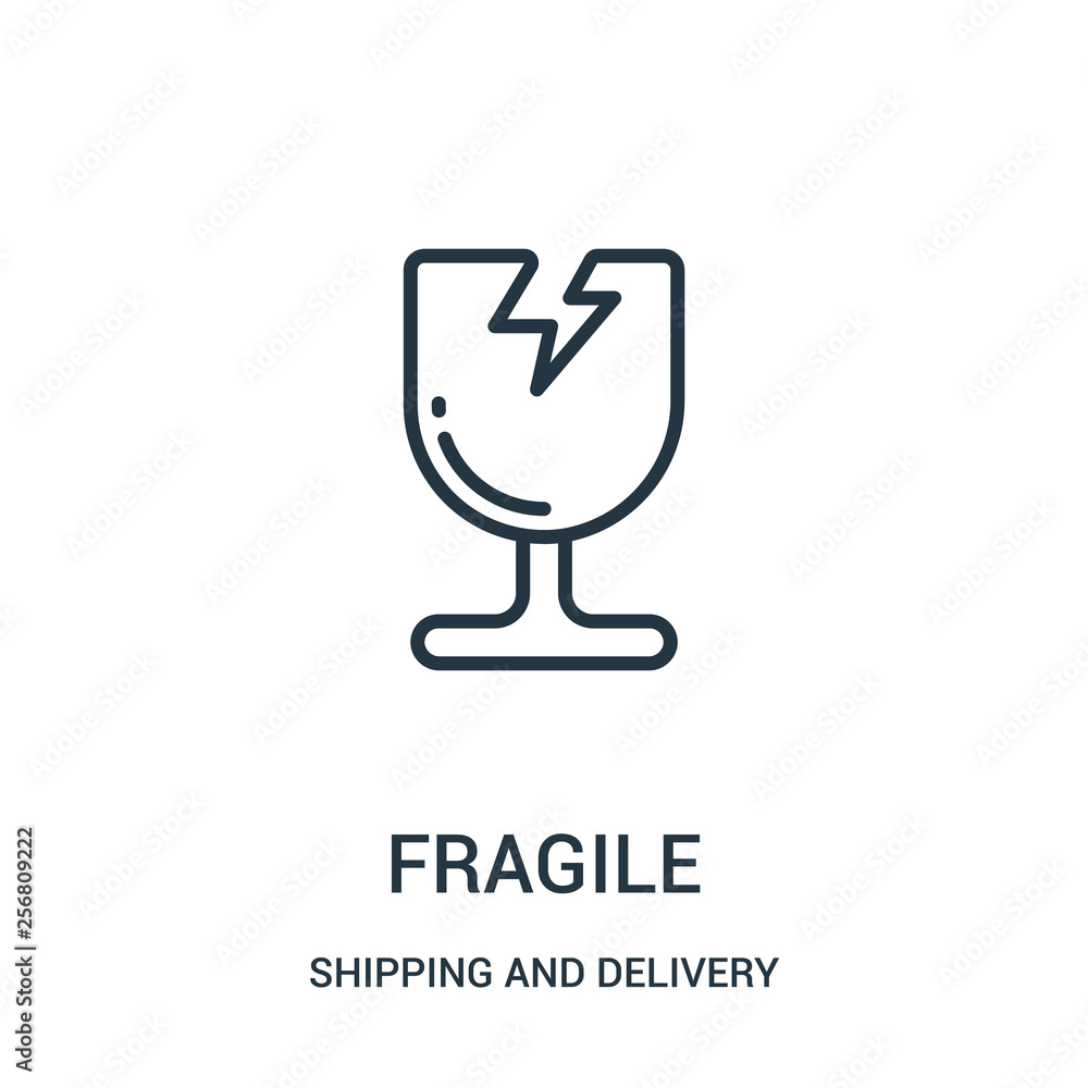 fragile icon vector from shipping and delivery collection. Thin line fragile outline icon vector ...