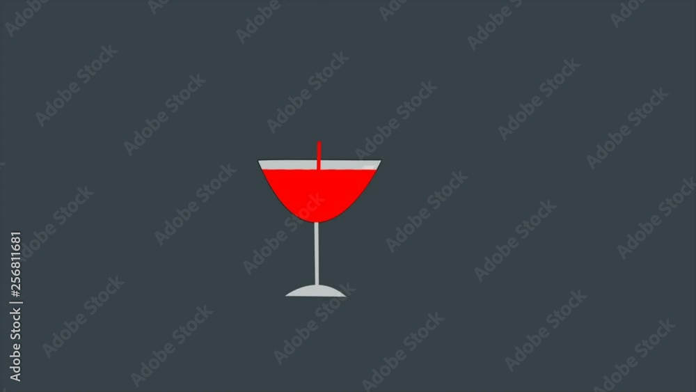 A classic 2d vodka martini cocktail juice water poured in glass ...
