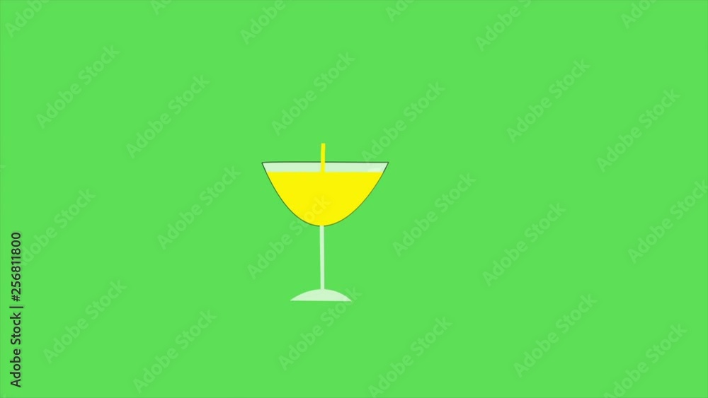 A classic 2d vodka martini cocktail juice water poured in glass ...