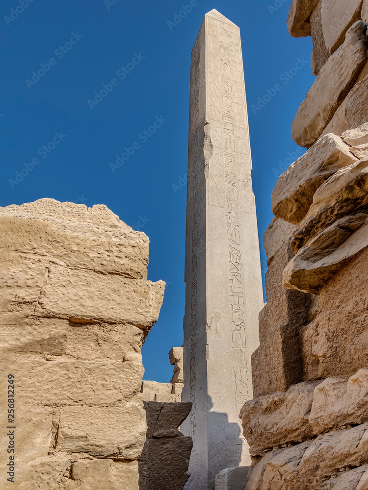 Granite obelisks in Karnak temple. Luxor, Egypt. Commonly known as ...
