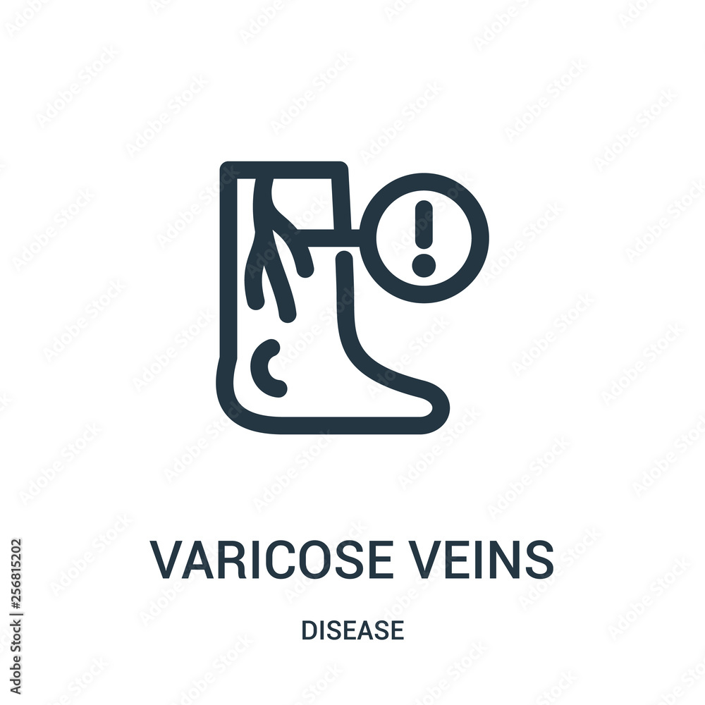 varicose veins icon vector from disease collection. Thin line varicose ...