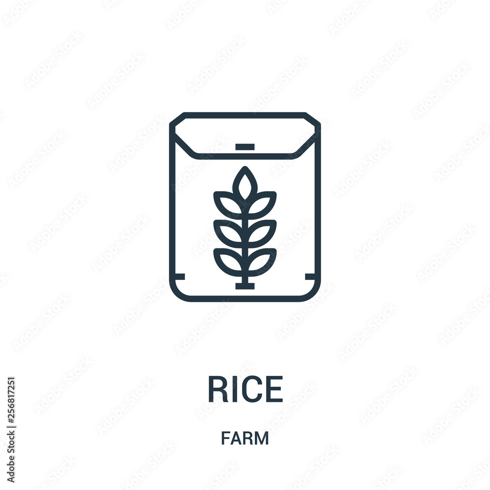 rice icon vector from farm collection. Thin line rice outline icon ...