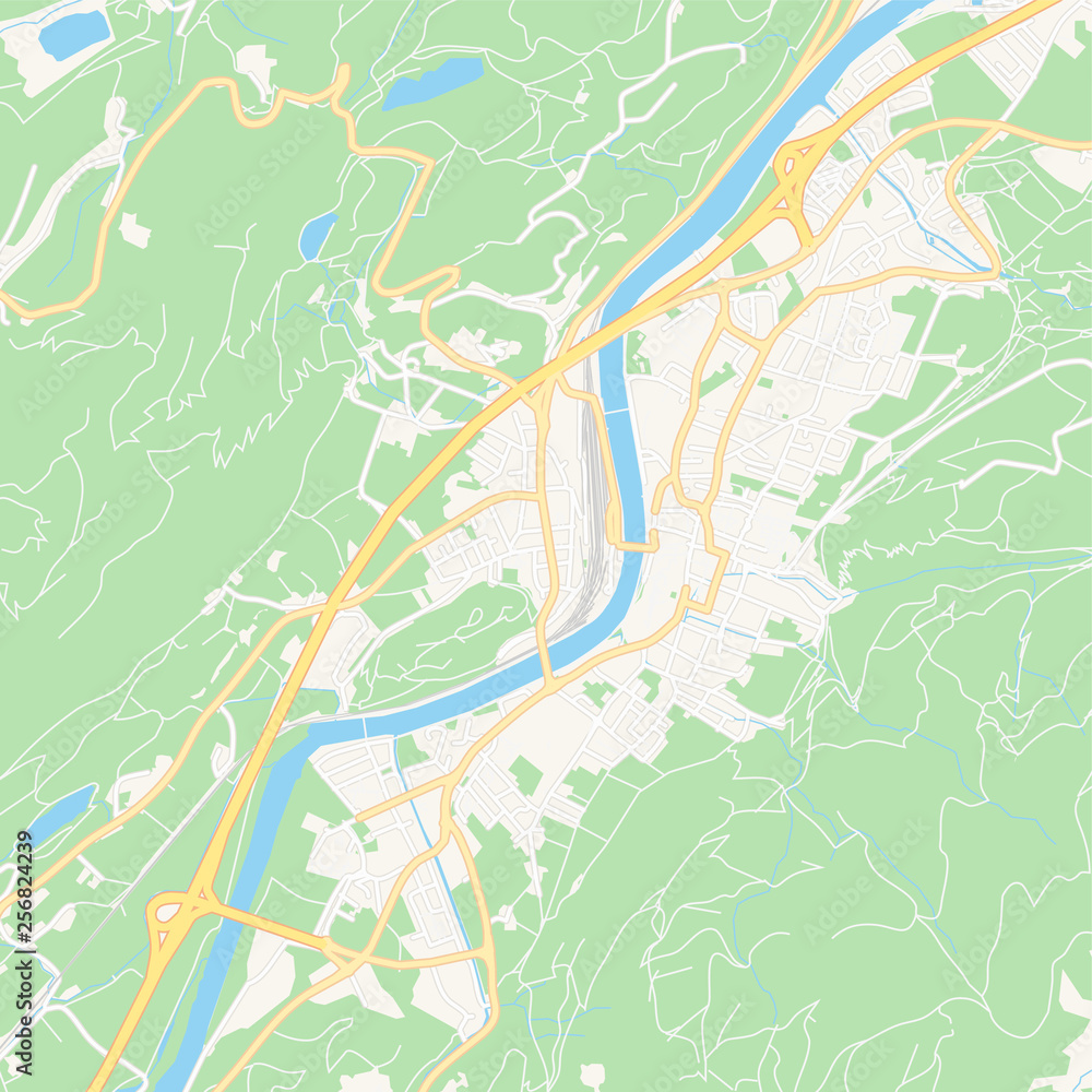 Kufstein, Austria printable map Stock Vector | Adobe Stock