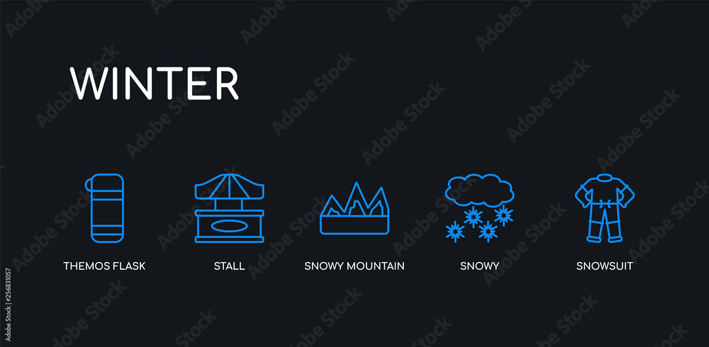 5 outline stroke blue snowsuit, snowy, snowy mountain, stall, themos ...