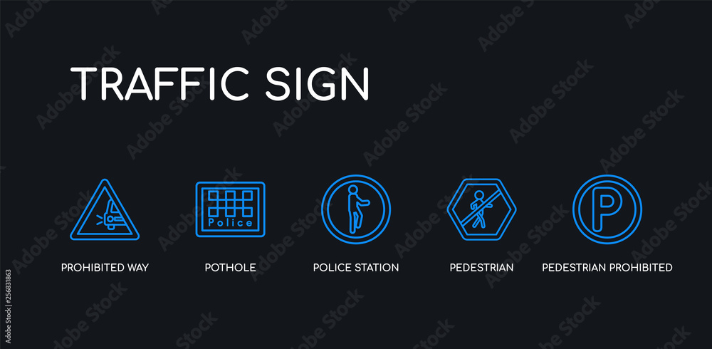 5 outline stroke blue pedestrian prohibited, pedestrian, police station ...