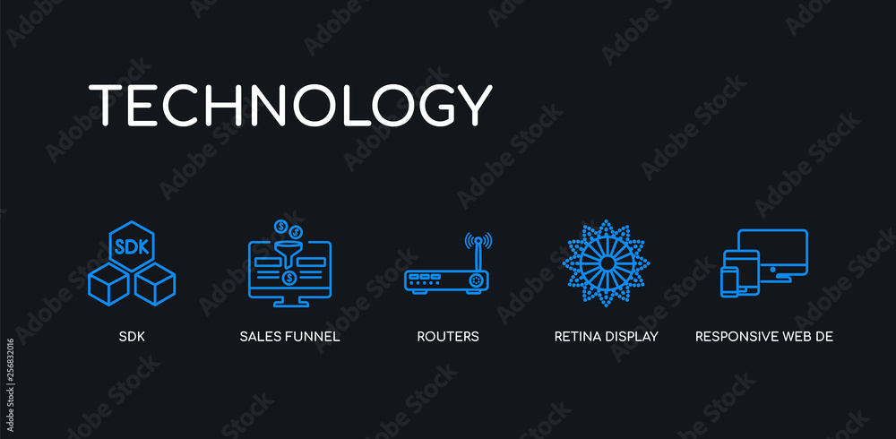 5 outline stroke blue responsive web de, retina display, routers, sales ...