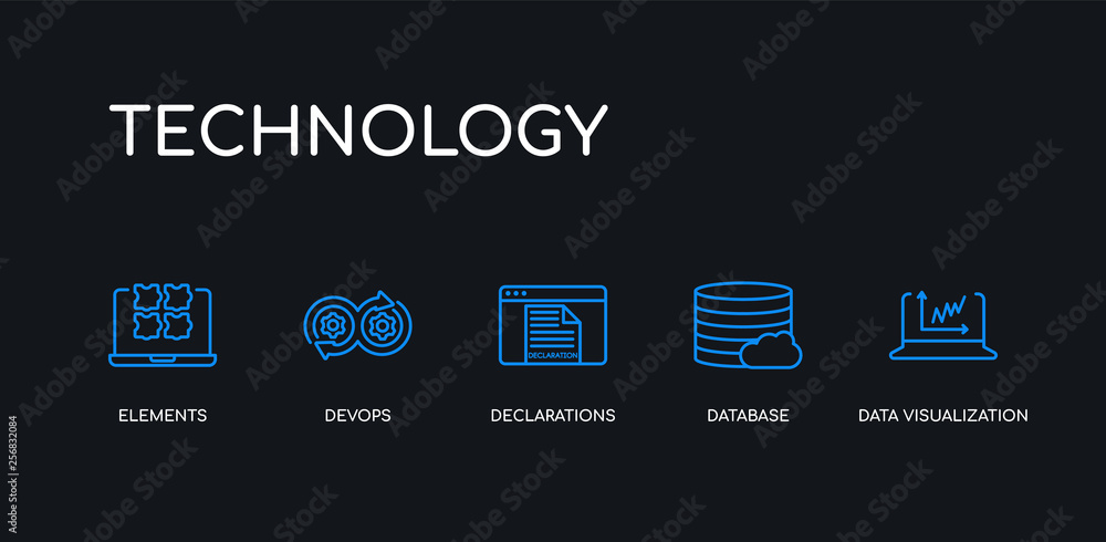 5 outline stroke blue data visualization, database, declarations ...