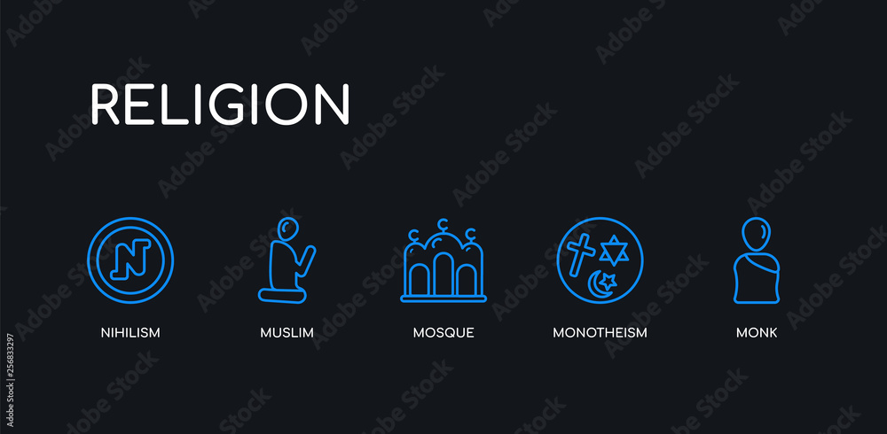 5 outline stroke blue monk, monotheism, mosque, muslim, nihilism icons ...