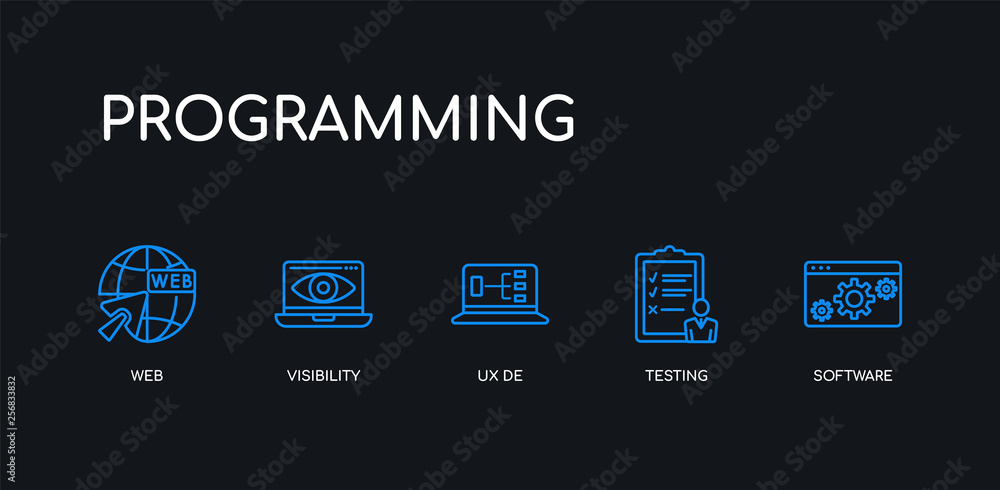 5 outline stroke blue software, testing, ux de, visibility, web icons ...