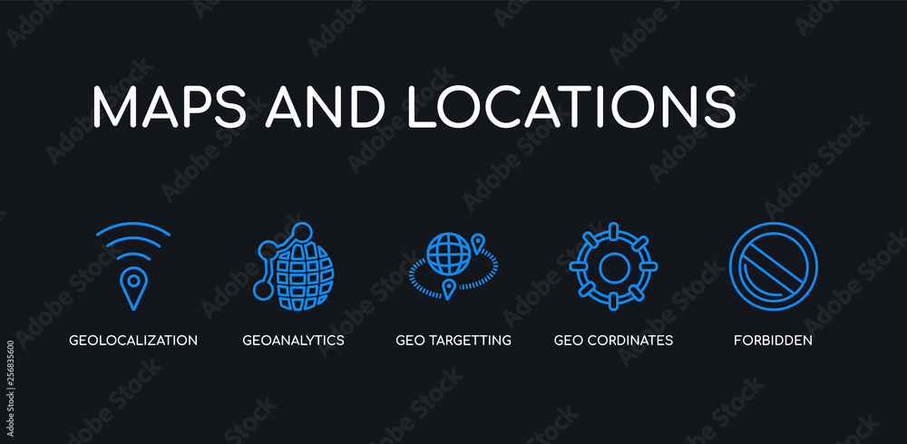 5 outline stroke blue forbidden, geo cordinates, geo targetting ...