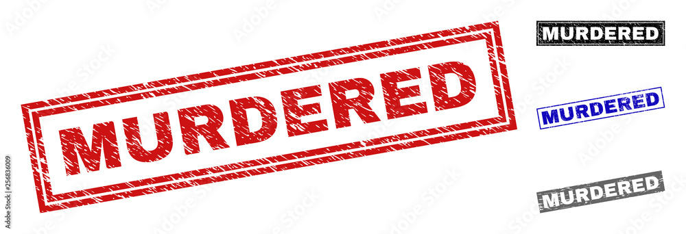 Grunge MURDERED rectangle stamp seals isolated on a white background ...
