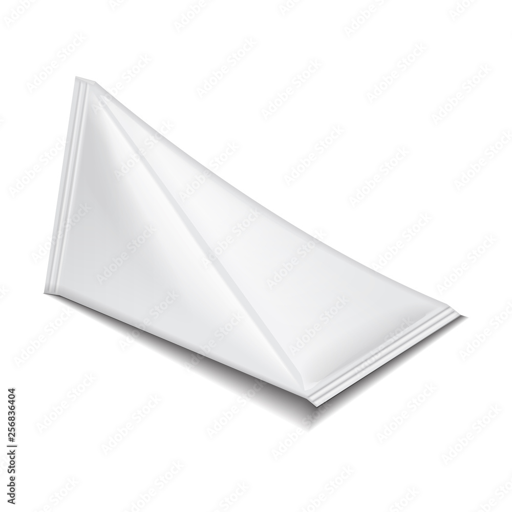 White Blank triangular Packet Carton Juice or milk pack. White ...