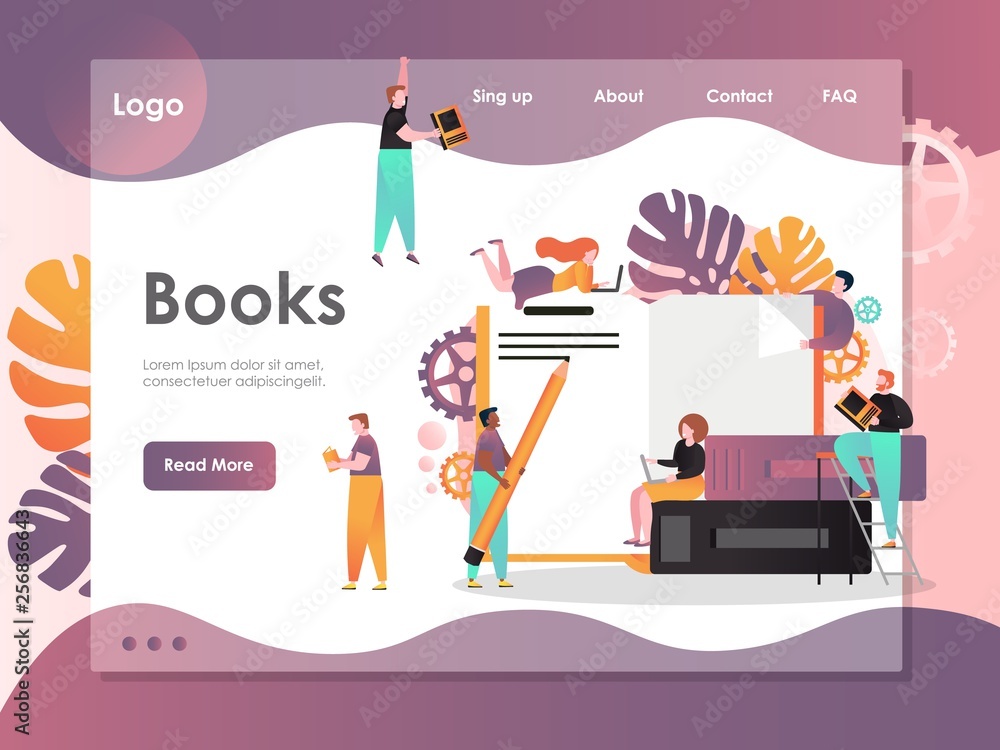 Books vector website landing page design template Stock Vector | Adobe ...