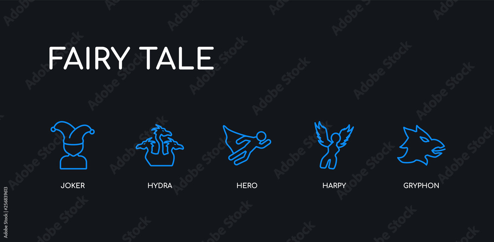 5 outline stroke blue gryphon, harpy, hero, hydra, joker icons from ...