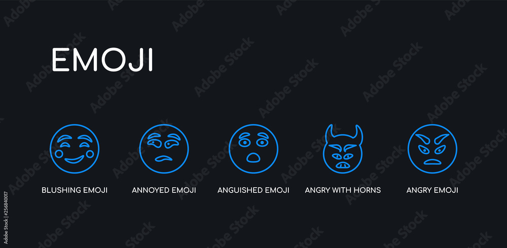 5 outline stroke blue angry emoji, angry with horns emoji, anguished ...