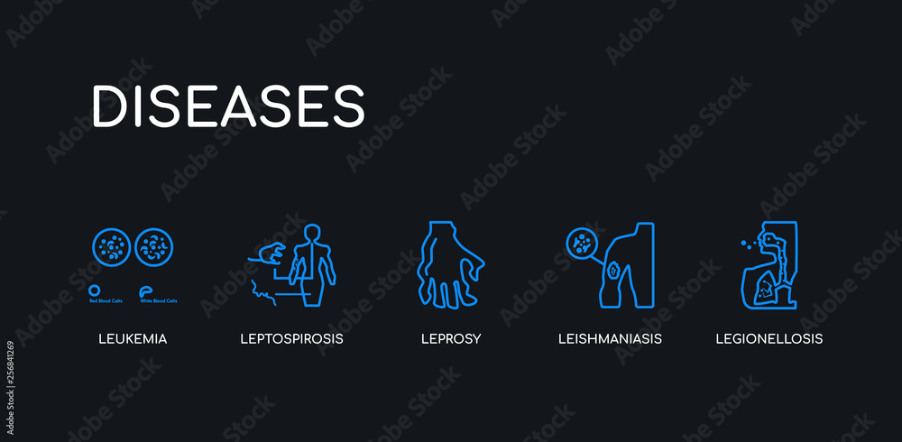 5 outline stroke blue legionellosis, leishmaniasis, leprosy ...