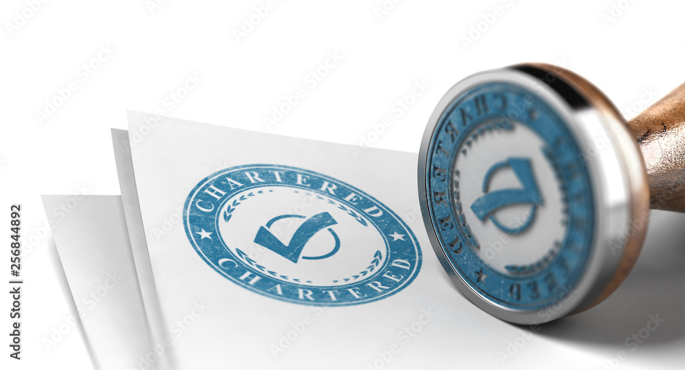 Chartered Stamp Printed on a Sheet of Paper Over White Background Stock ...