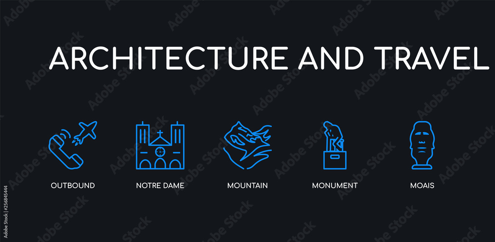 5 outline stroke blue moais, monument, mountain, notre dame, outbound ...
