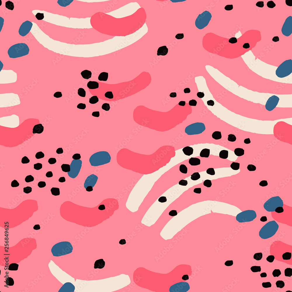 Abstract seamless pattern with Different Ink Shapes. Multicolored ...