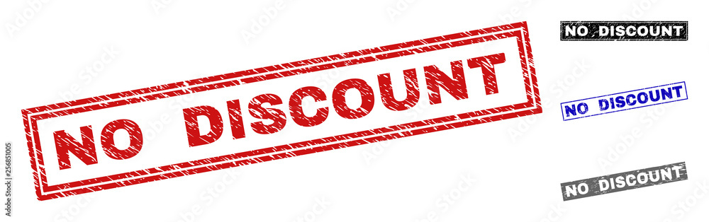 Grunge NO DISCOUNT rectangle stamp seals isolated on a white background ...