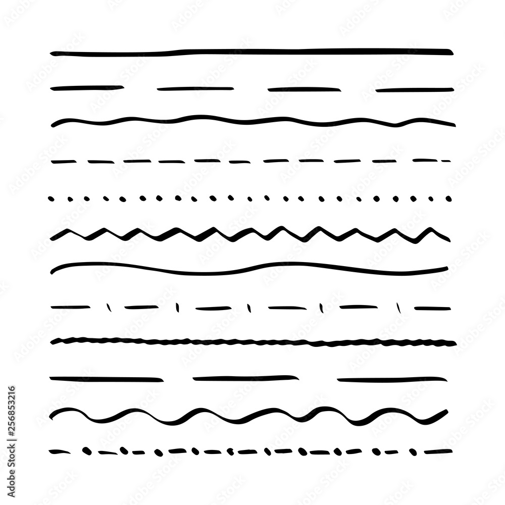Set of hand drawn lines text labeling elements. Vintage underline ...