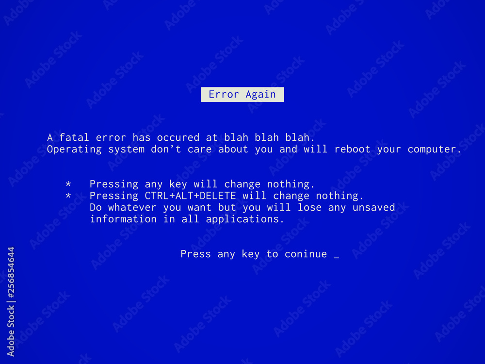 Vetor de Fake funny Blue Screen of Death - BSOD. Error message during ...