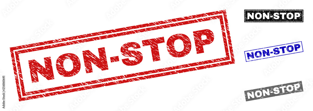 Grunge NON-STOP rectangle stamp seals isolated on a white background ...