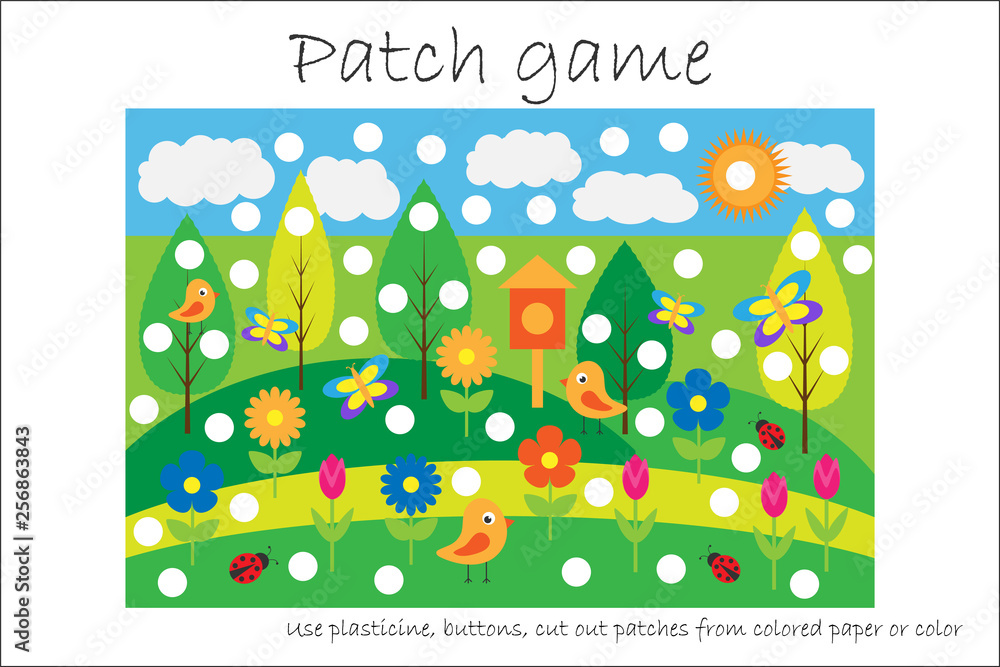 Vecteur Stock Education Patch game spring for children to develop motor ...